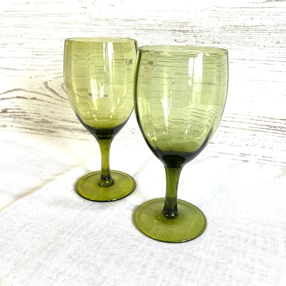 Dining | Stemware Glasses Green Glass Wine Water Stemware | Poshmark
